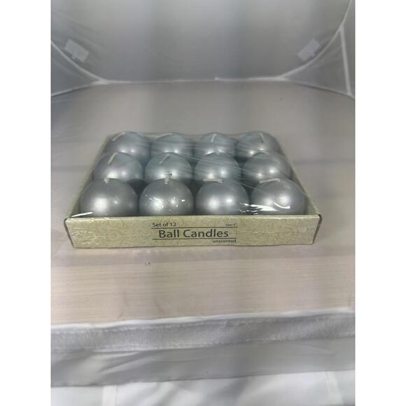 Accents | Set Of 12 Metallic Silver Ball Candles Unscented 2 Inch ...